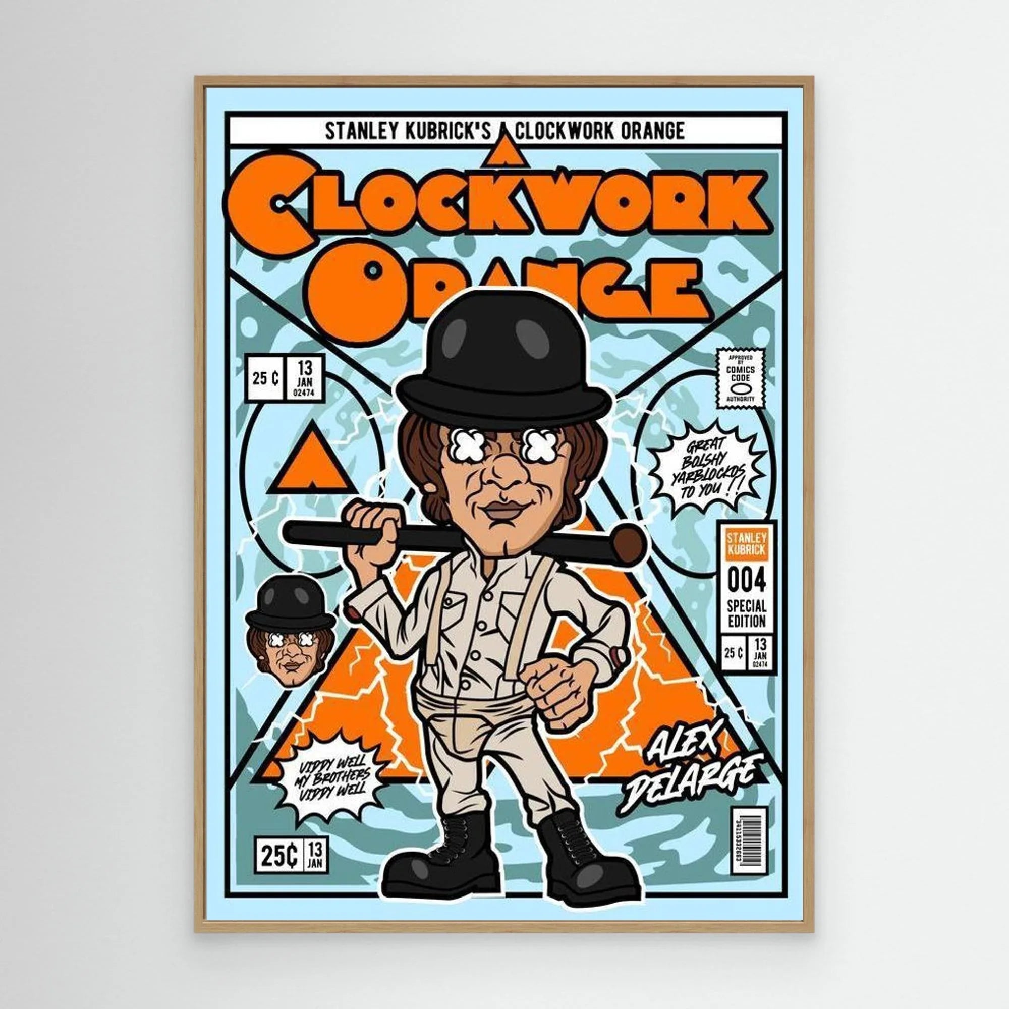 A Clockwork Orange Alex DeLarge Comic Style Art Print - Framed Pop Art